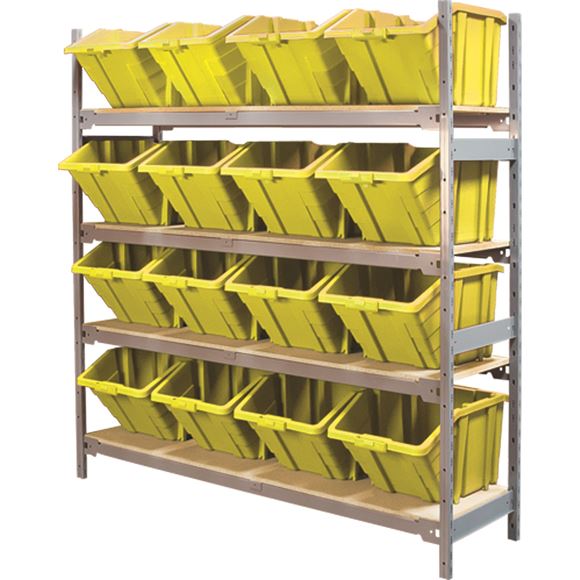 Wide Span Shelving with Jumbo Plastic Bins RL983 by Kleton - MDI